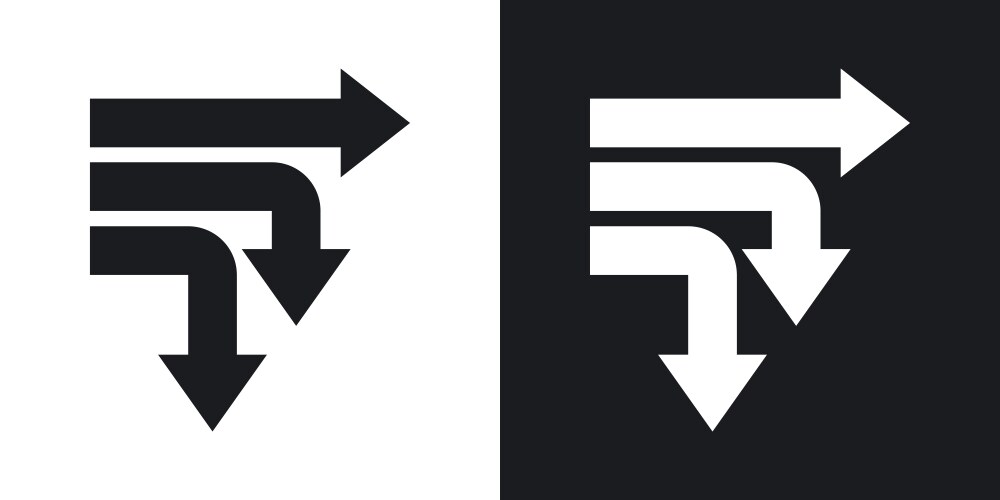 Diagram sankey icon set in black and white Vector Image