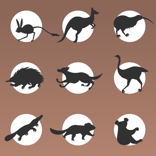 Set cartoon endangered wild australian animals Vector Image