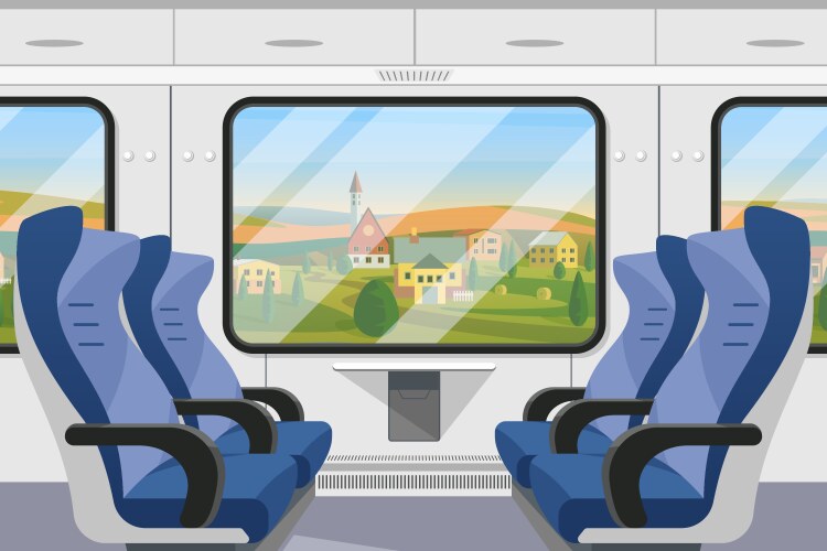 Train compartment inside view Royalty Free Vector Image