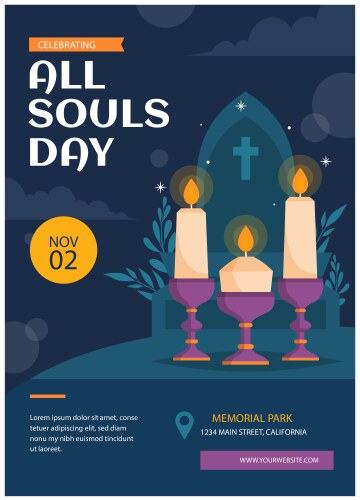 Flat all souls day vertical poster template Vector Image