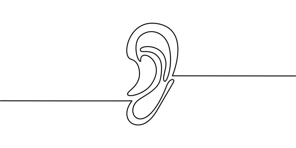 Human ear continuous one line drawing Royalty Free Vector