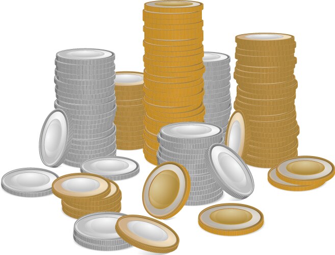 Stack of Silver Coins Vector Images (over 24,000)