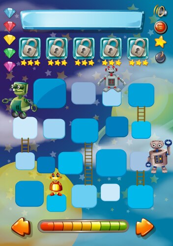 Retro 2d arcade game level platforms background Vector Image