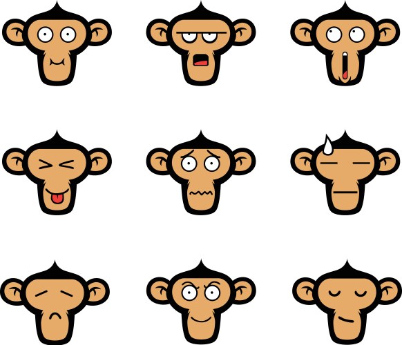 Monkey doing multitasking with mind map Royalty Free Vector