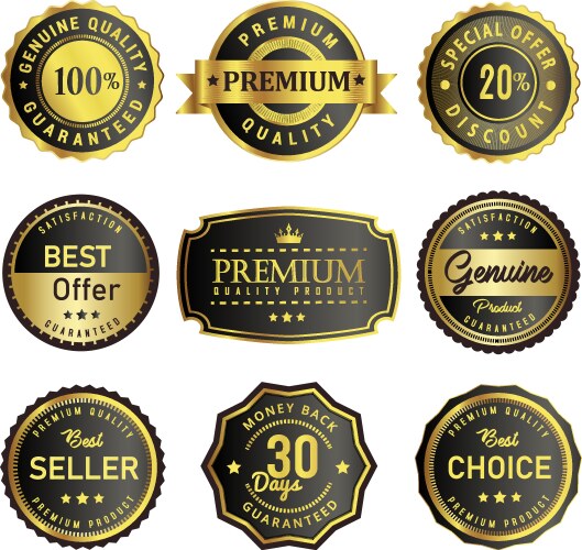 Vintage set premium quality and guarantee labels Vector Image