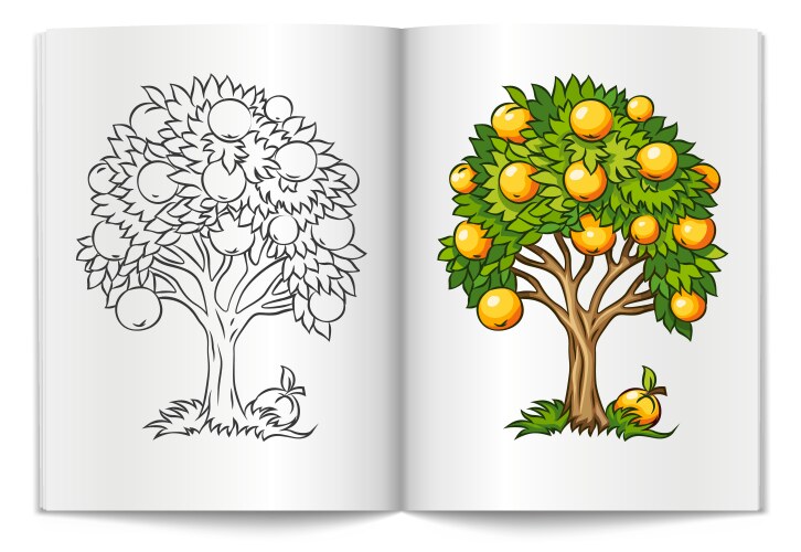 how to draw a tree with fruit