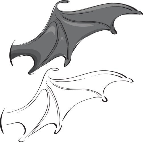 Bat with outstretched wings engraving Royalty Free Vector