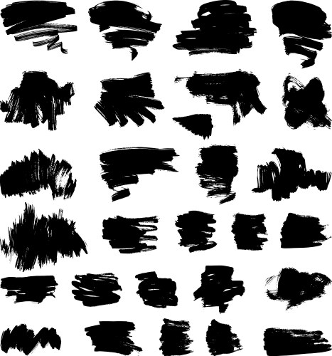 Grunge black dry brush strokes Royalty Free Vector Image