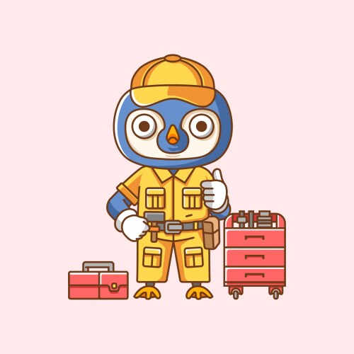 Cute rabbit mechanic with tool at workshop Vector Image