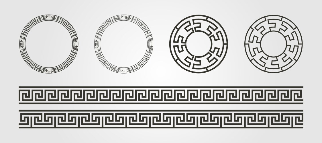 Ancient greek round pattern - seamless set Vector Image
