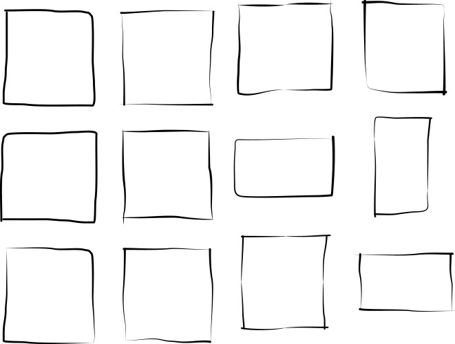 Hand drawn frame square double thin line Vector Image