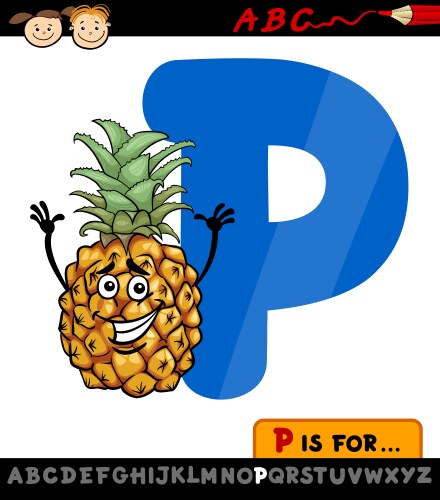 Alphabet p with penguin cartoon Royalty Free Vector Image
