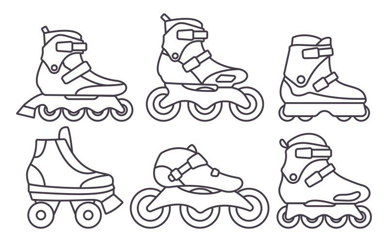 Roller skates line drawing Royalty Free Vector Image