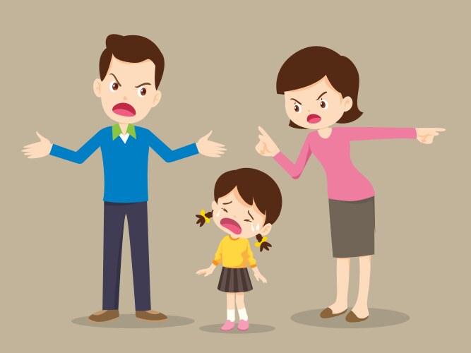 Angry family quarreling with sad daughter have Vector Image