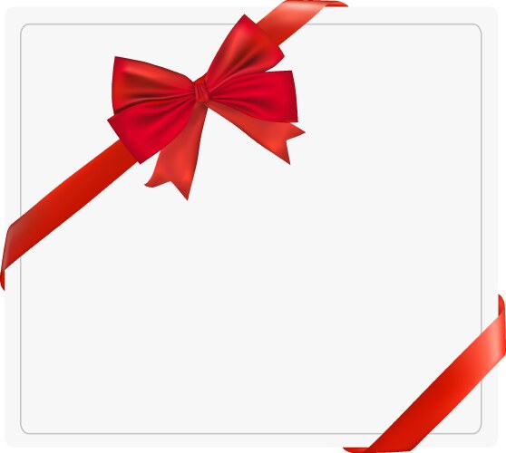 Blank gift card template with red bow and ribbon Vector Image