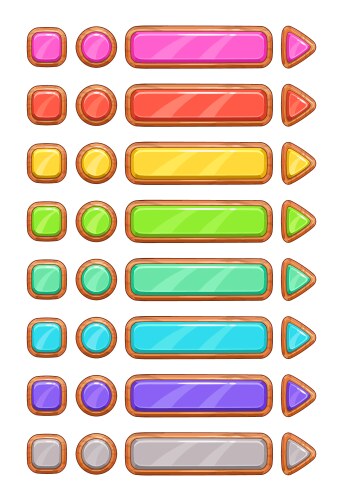 Cartoon wooden long horizontal buttons Royalty Free Vector