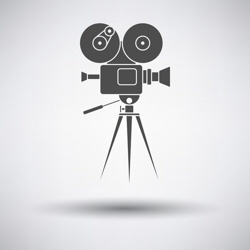 Cinema movie camera side view template Royalty Free Vector