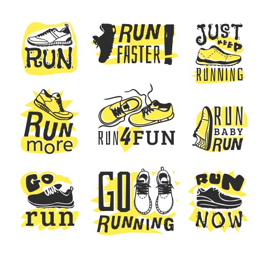 Running club logo templates set emblems for sport Vector Image