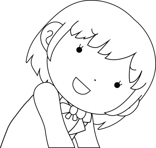 Cute pose schoolgirl upper body outline Royalty Free Vector