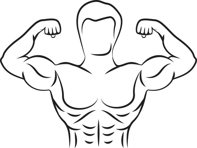 Bodybuilding isolated line drawing Royalty Free Vector Image