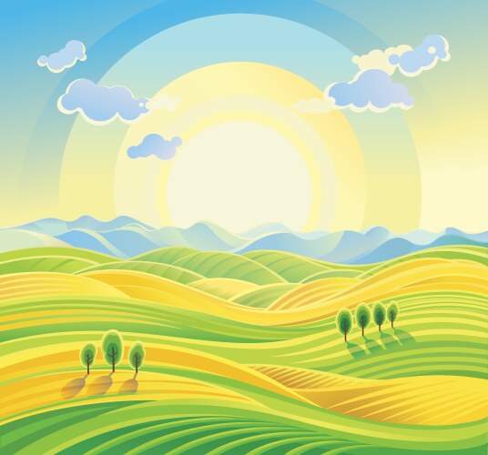 Farming landscape Royalty Free Vector Image - VectorStock