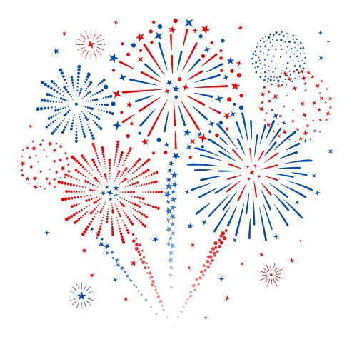 Fireworks with silhouettes of happy people Vector Image