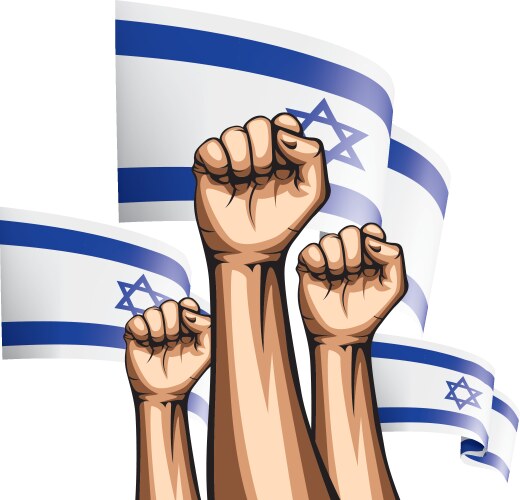 Israel flag and hand on white background Vector Image