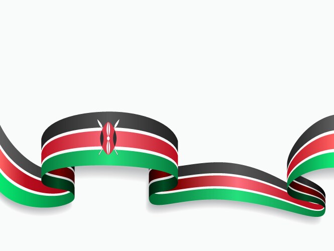 Kenyan flag heart-shaped ribbon Royalty Free Vector Image