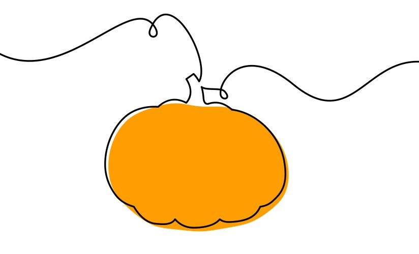 Pumpkin outline with flowing curly vines Vector Image