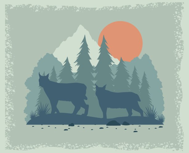 Wild animals in landscape Royalty Free Vector Image