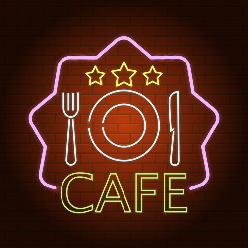 Fresh bar logo neon light icon realistic style Vector Image