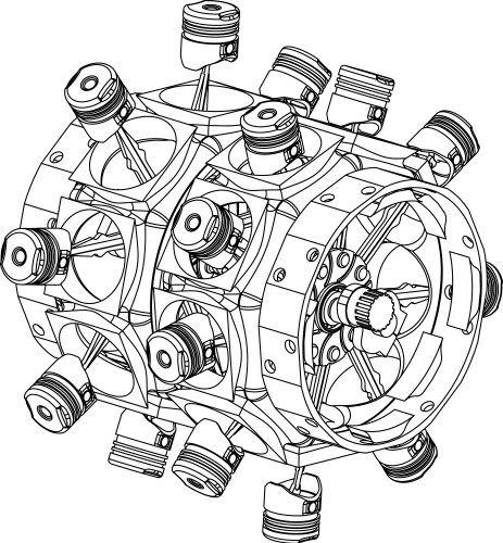 Disassembled radial engine on a white Royalty Free Vector