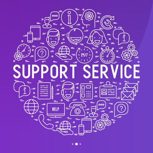 Support service concept with thin line icons Vector Image