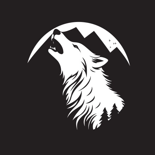 Shadowsong hand drawn symbol for howling wolf Vector Image