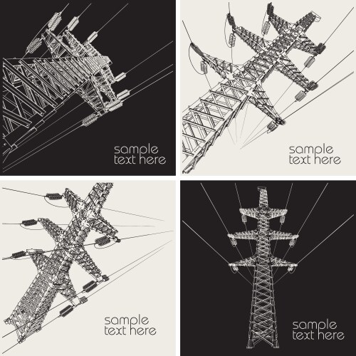 Power three-phase transformer isometric blueprints