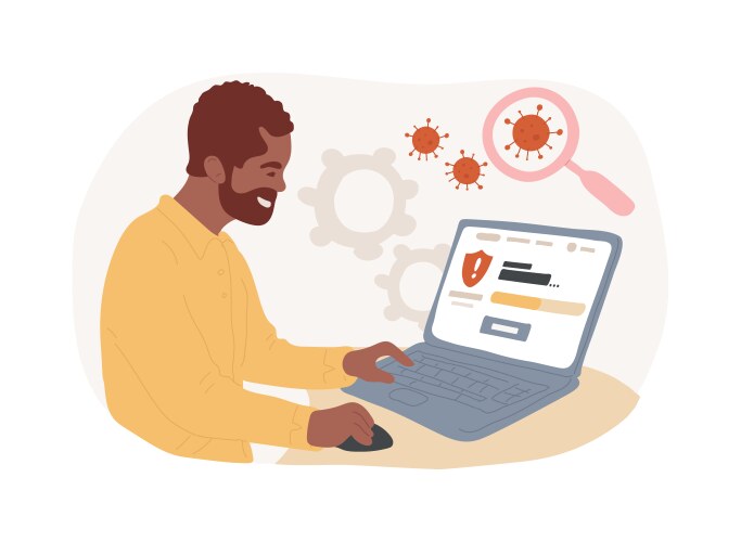 Antivirus software isolated cartoon Royalty Free Vector