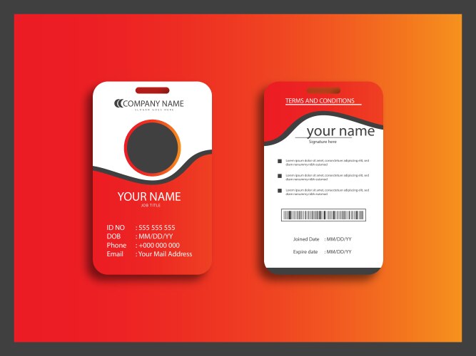 Id card template front and back Royalty Free Vector Image