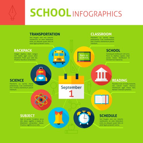 School teaching infographics Royalty Free Vector Image