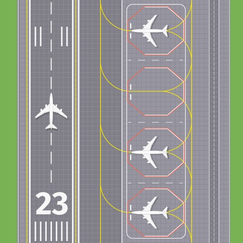 Airport landing strips top view Royalty Free Vector Image