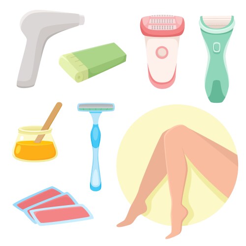 Hair removal icon set isolated Royalty Free Vector Image