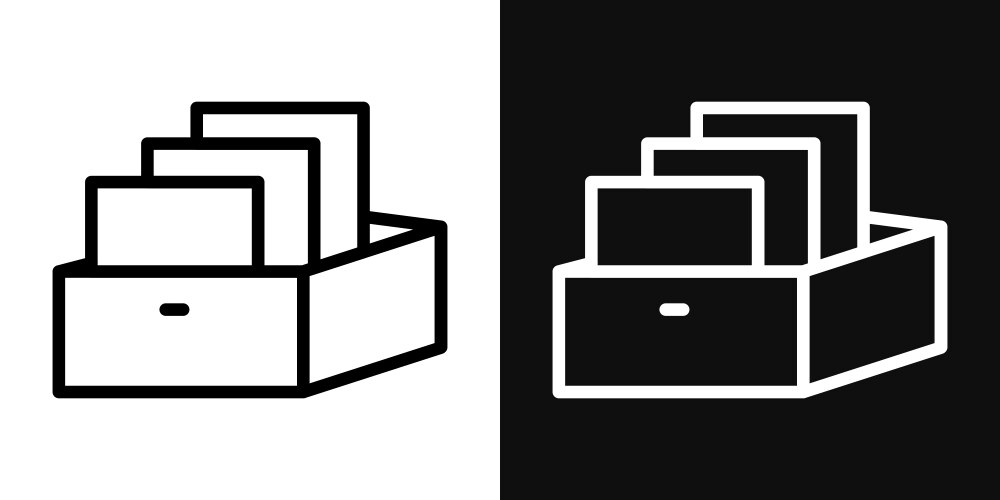 Folder box icon set file archive storage symbol Vector Image