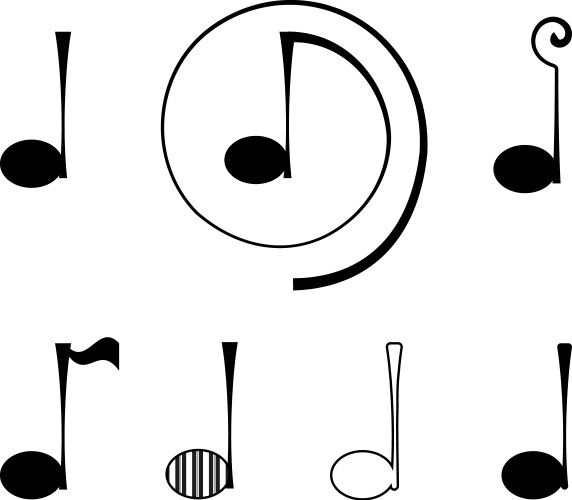 Music notes metallic isolated icons Royalty Free Vector