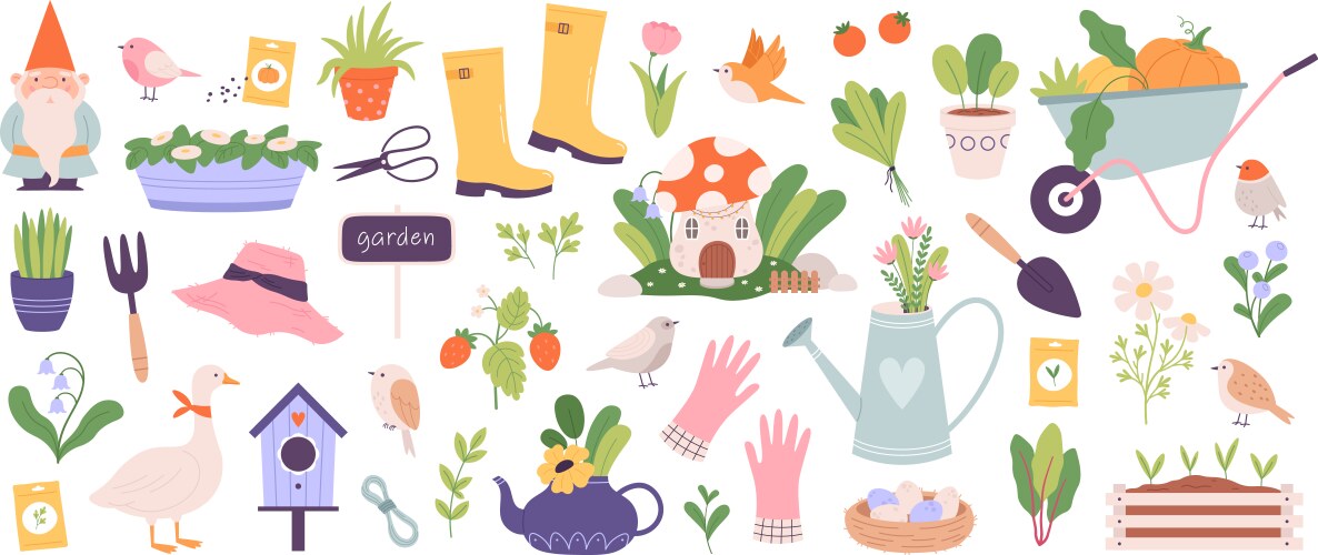 Cute cartoon kids are gardening in spring park Vector Image