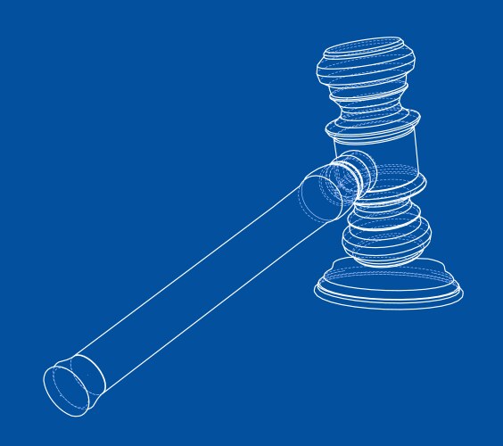 3d outline gavel rendering of Royalty Free Vector Image