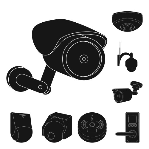 Cctv and camera sign set Royalty Free Vector Image