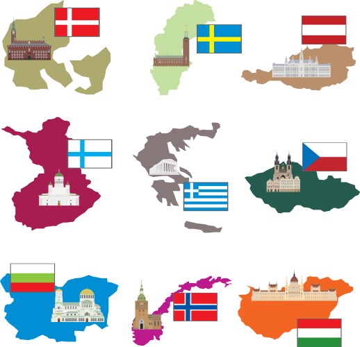 Simple color flags all european union countries Vector Image