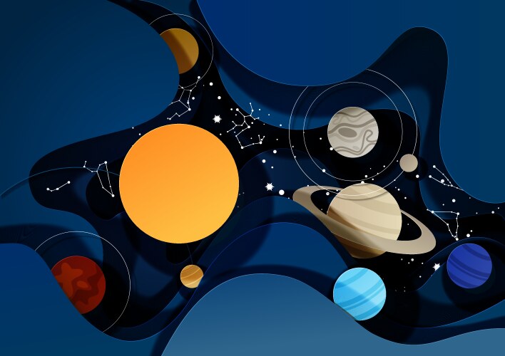 Solar system infographics paper cut Royalty Free Vector