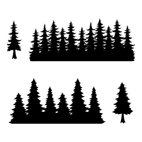 Forest fir trees silhouettes coniferous spruce Vector Image
