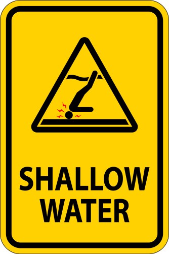 Water safety sign caution - shallow Royalty Free Vector