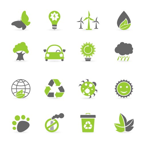 Doodles ecology and environment icons set Vector Image